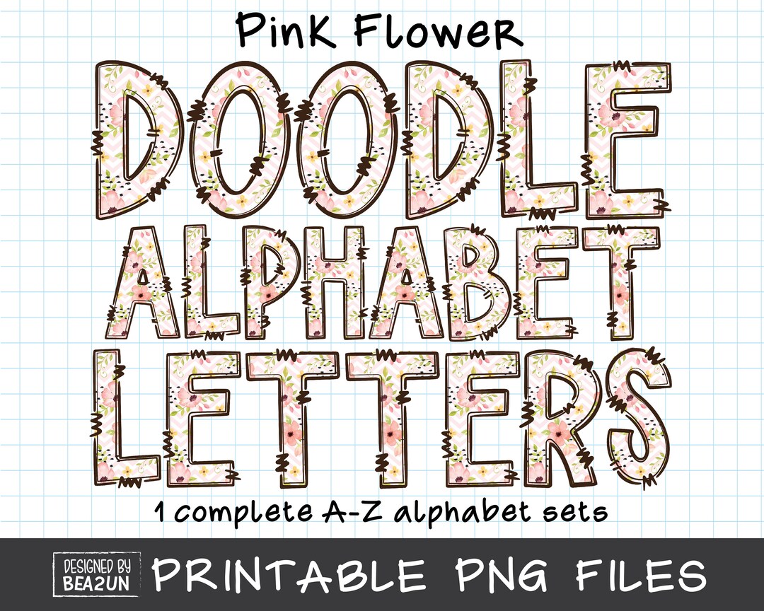Pink Flower Alphabet Letters PNG Bundle, Floral Alphabet PNG, Flower ...