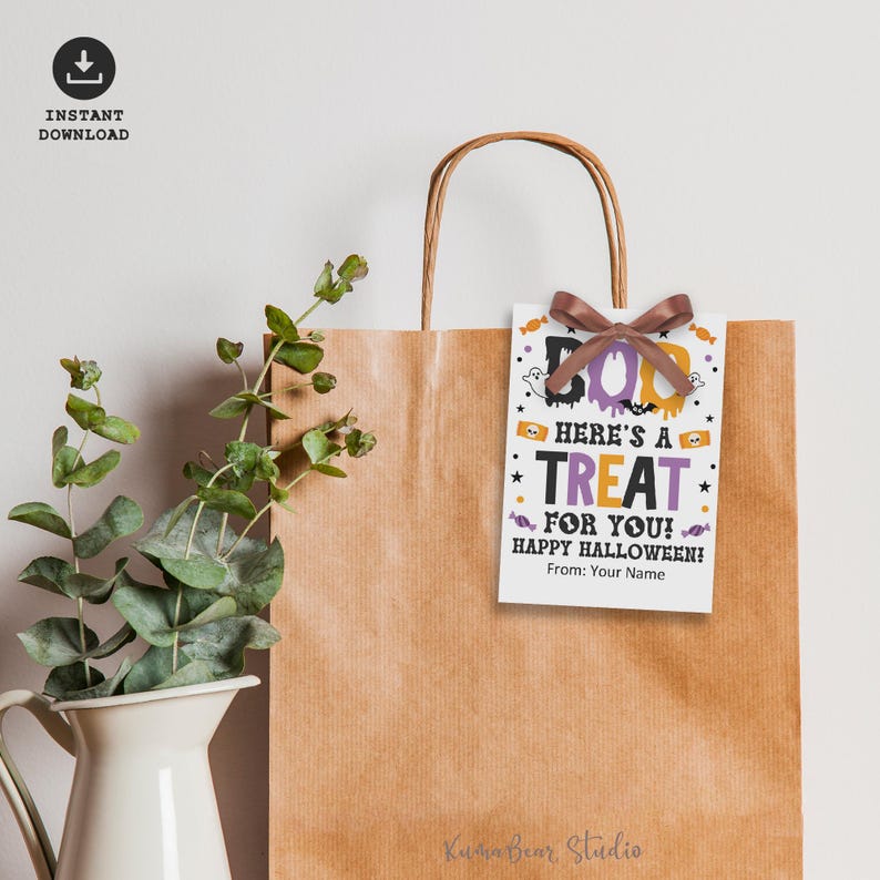 Boo Treat for You Halloween Tags, Candy Bag Labels for Kids & Classroom ...