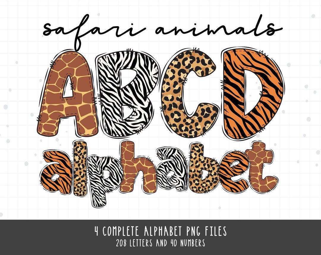Safari Animals Skin Alphabet PNG Alphabet Sublimation - Etsy UK