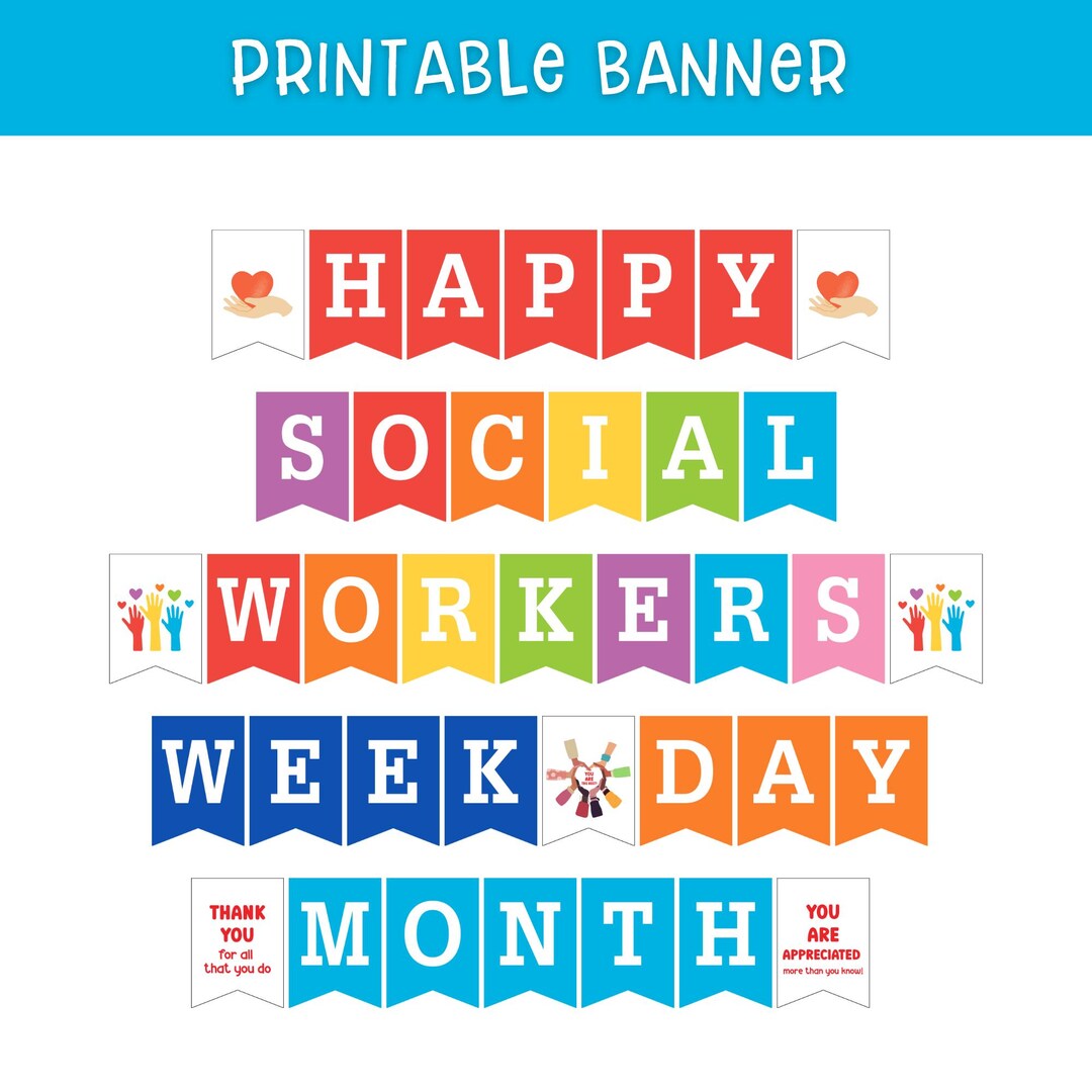 Happy Social Workers Month Banner PNG, Printable Social Workers Week ...