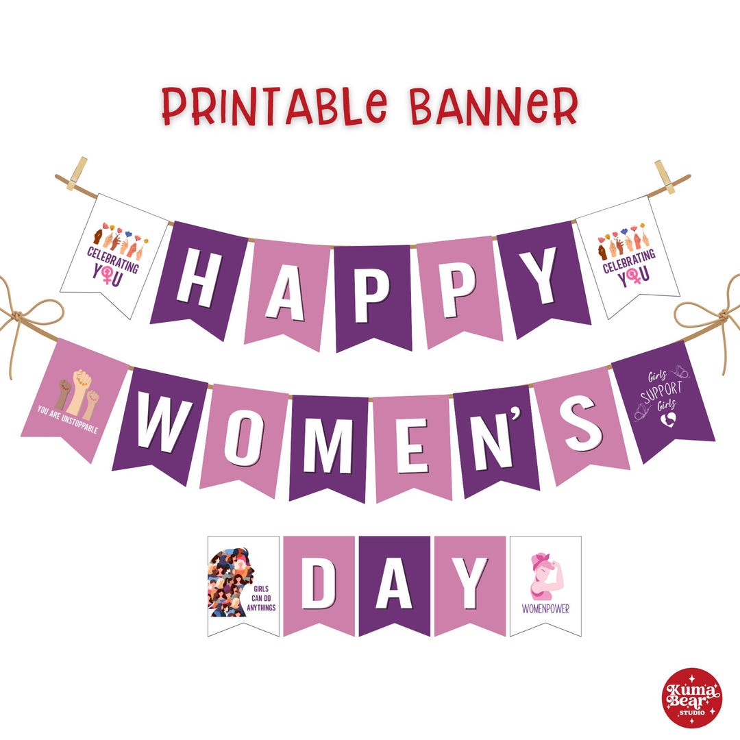 Printable Women's Day Banner, International Women’s Day Decor, Happy ...