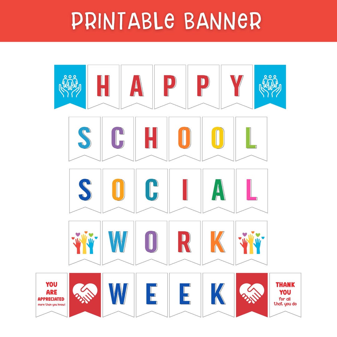 School Social Work Week Banner Printable, School Social Workers Week ...