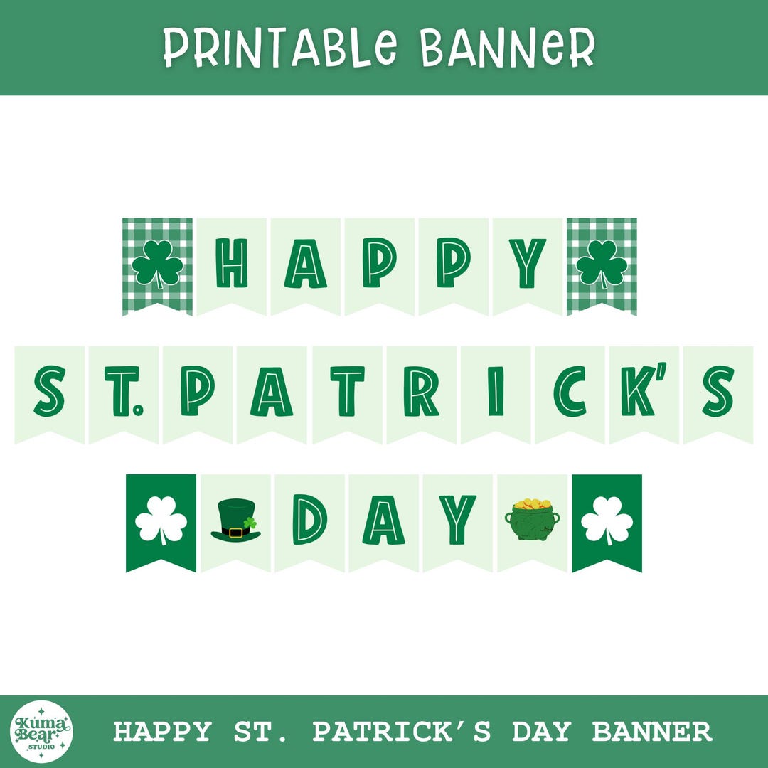 St Patricks Day Banner Printable St Paddy’s Day Party Decor, St ...