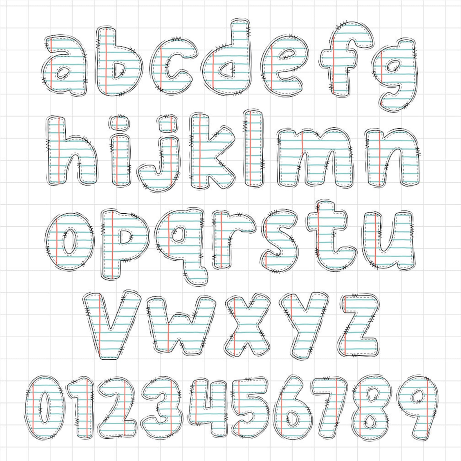 School Doodle Alphabet Bundle School PNG Letters Numbers & - Etsy