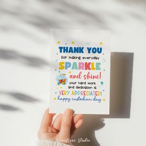 Custodian Day Card Printable - Sparkle and Shine Appreciation Greeting ...