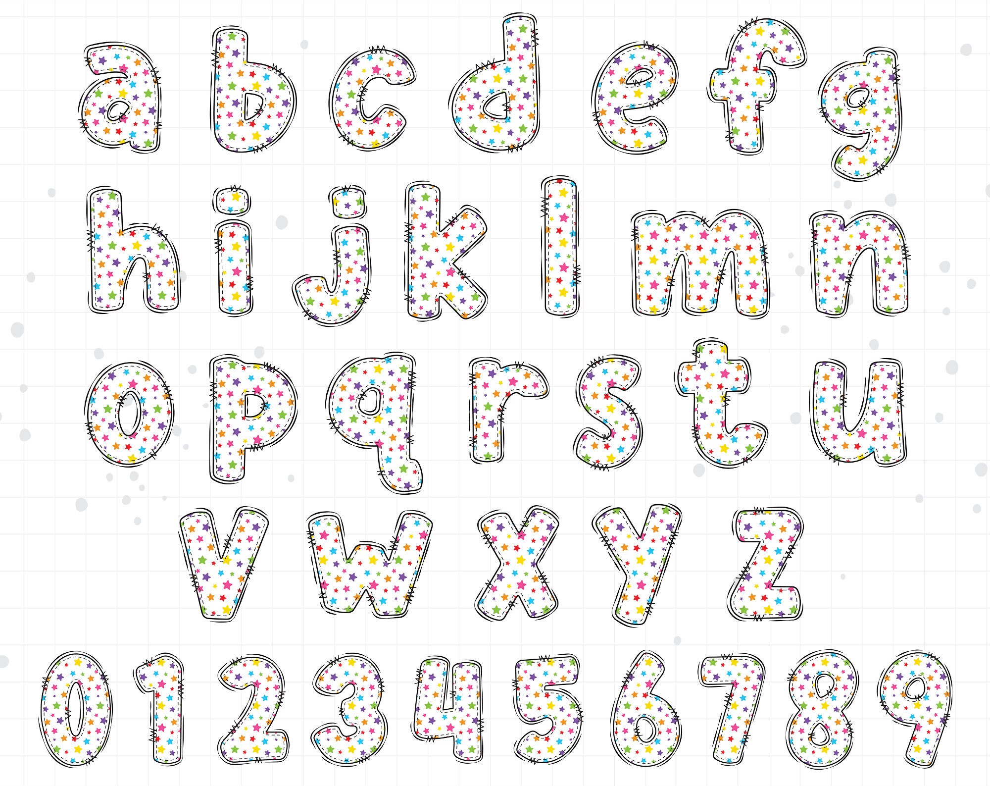 Rainbow Doodle Alphabet Bundle Rainbow PNG Letters & Numbers - Etsy