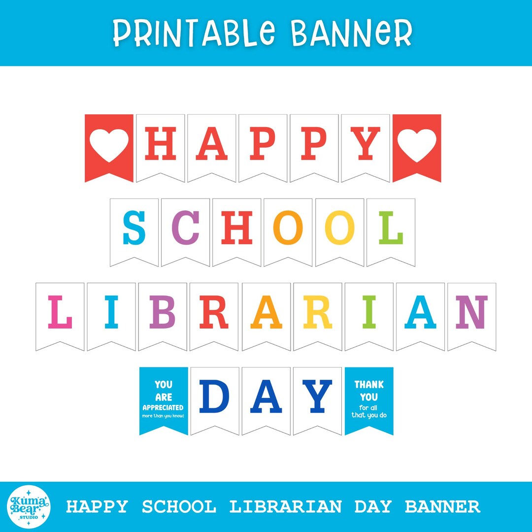 School Librarian Day Banner Printable, School Librarian Appreciation ...