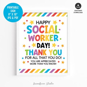 Social Work Day Signs, Social Worker Appreciation Day Poster Printable ...