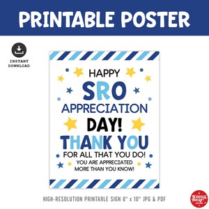 SRO Appreciation Day Printable Sign, School Resource Officers Thank You ...