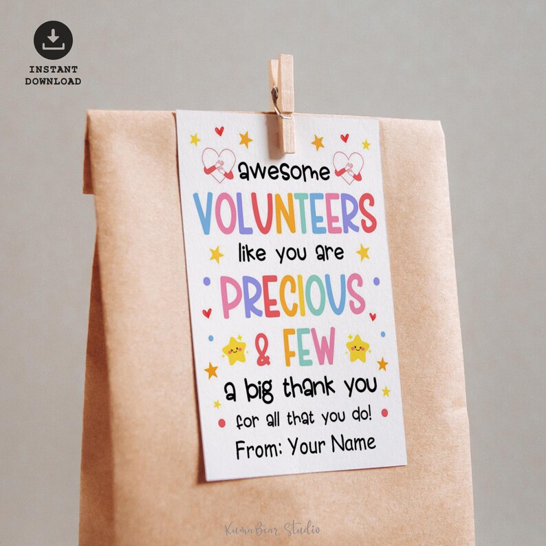 Volunteer Thank You Gift Tag Printable, Editable National School ...