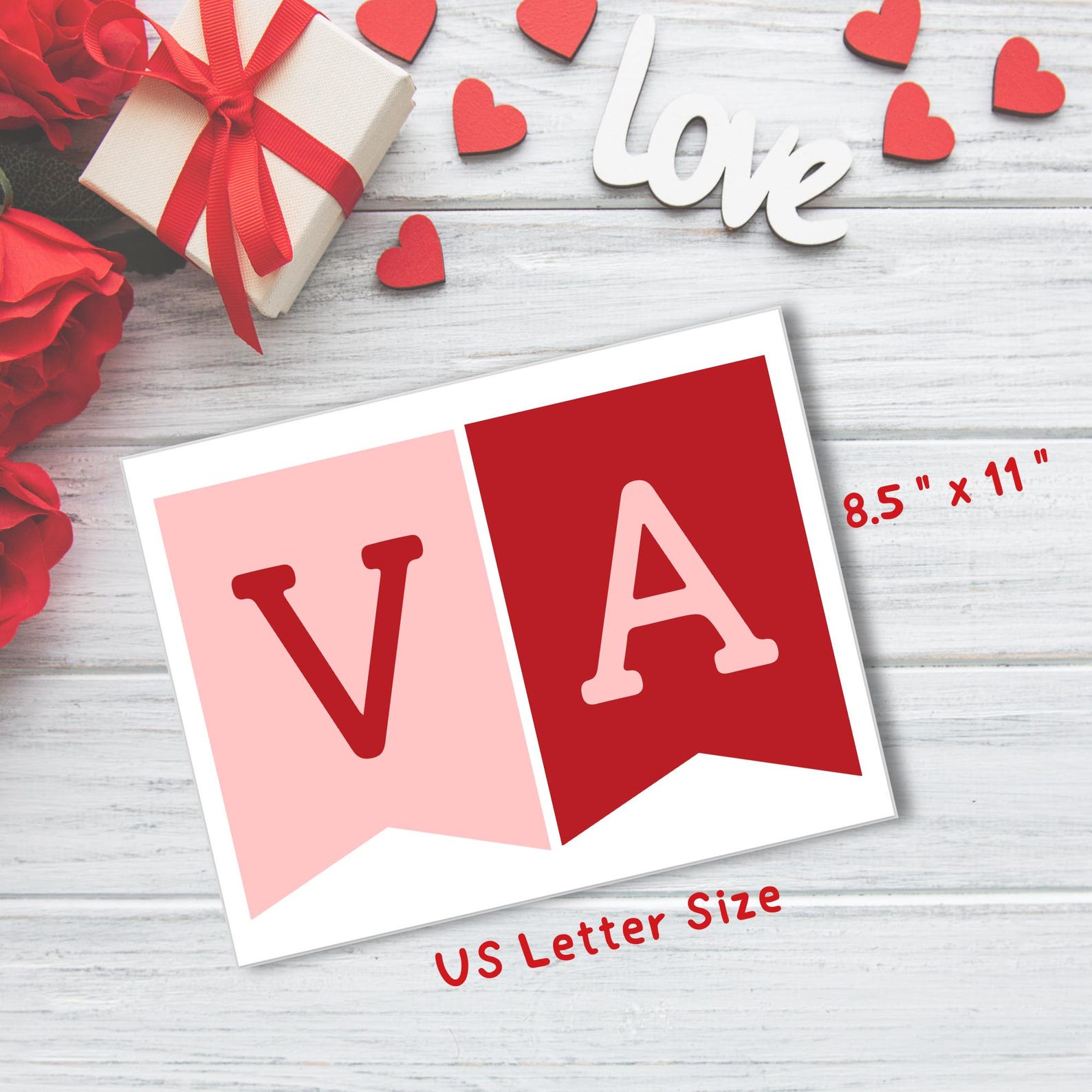 Valentine Banner Printable Valentine's Day Banner, Valentine Bunting ...
