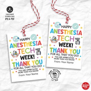Anesthesia Tech Week Tag Printable, Anesthesia Tech Week Gift Tag ...