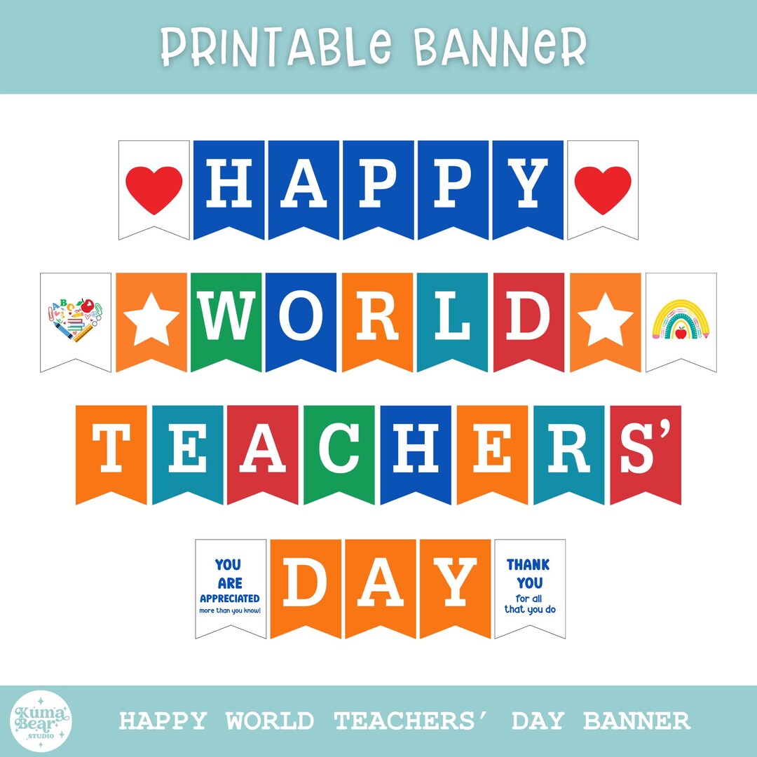 World Teachers Day Banner Printable Sign Teacher's Day Appreciation ...