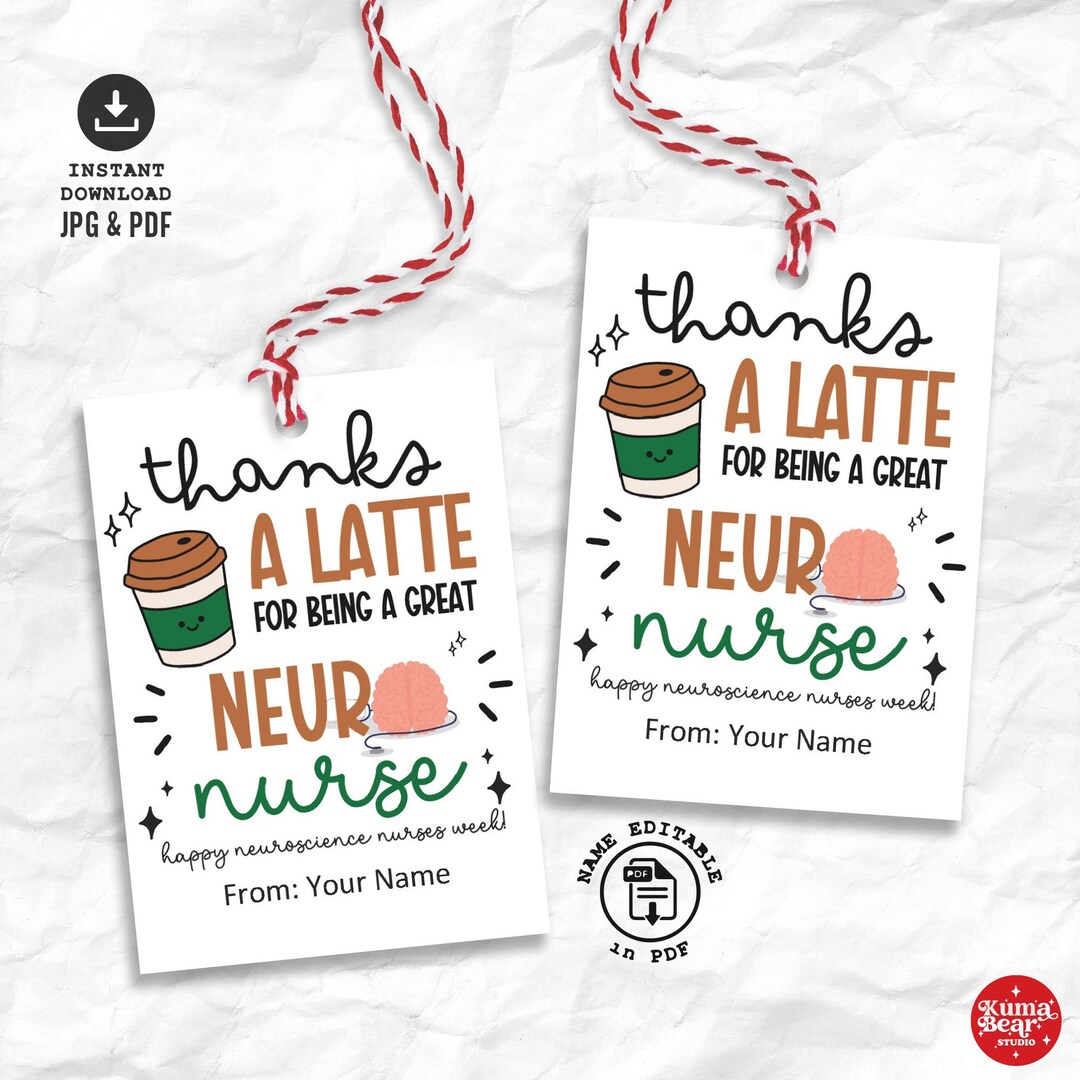 Neuroscience Nurse Week Gift Tag Printable, Neuro Nurse Appreciation ...