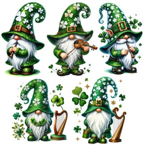 St. Patrick's Day Gnome Clipart, Watercolor Saint Patricks Gnomes, St ...