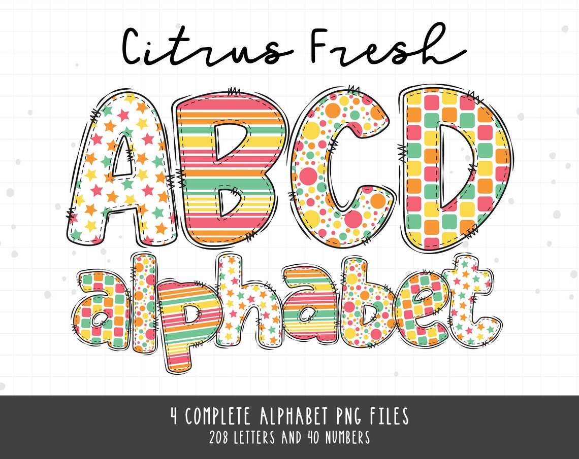 Citrus Alphabet PNG Fun Color Bright Color Alphabet Letters - Etsy