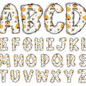 Honey Bee PNG, Bee Alphabet Letters PNG Bundle, Cute Bee Theme Alphabet ...