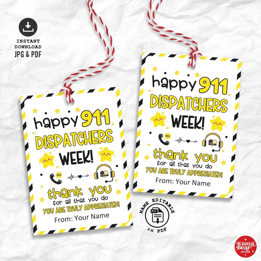 Dispatcher Week Gift Tag Printable, Public Safety Telecommunicators Tag ...