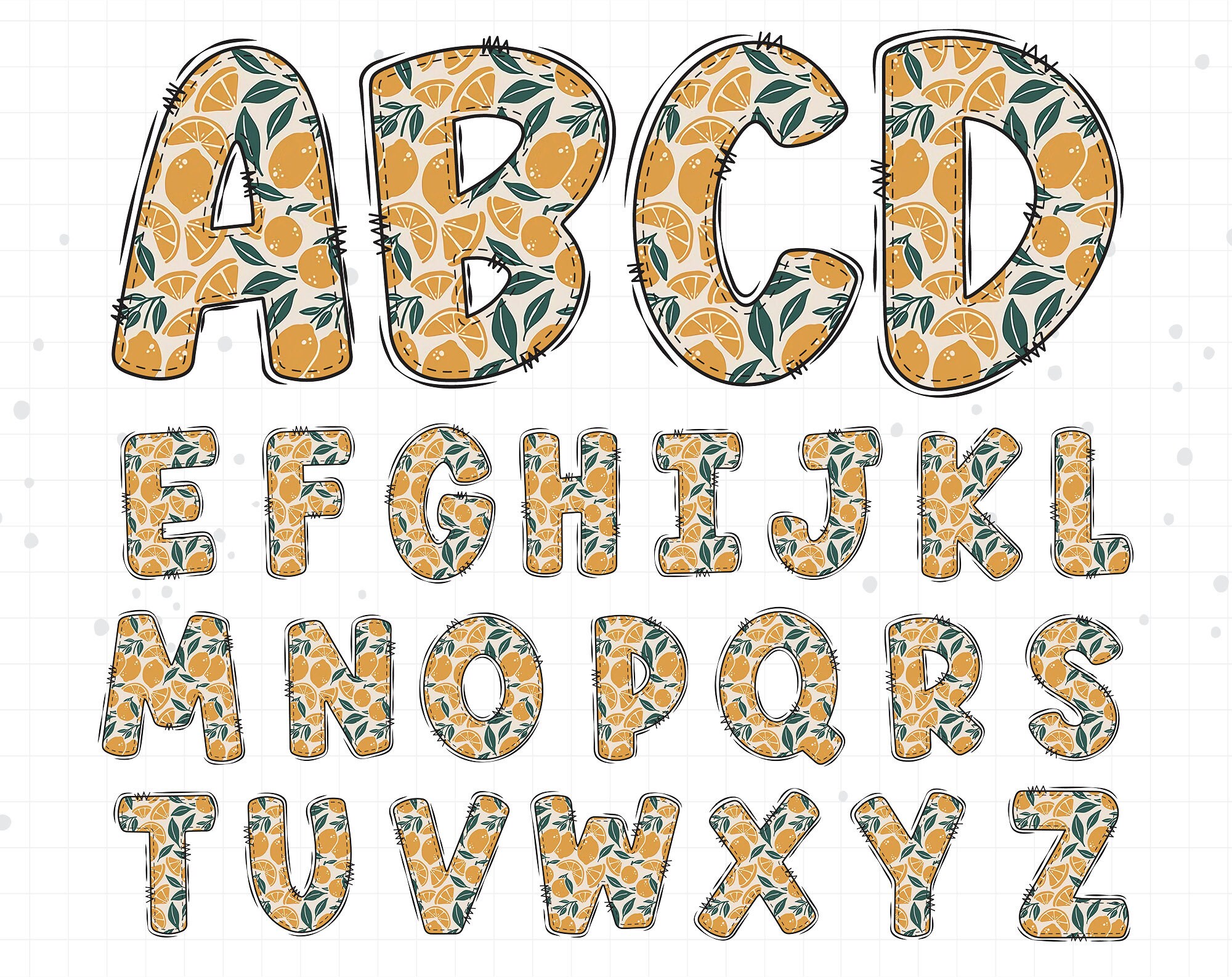 Summer Alphabet PNG Lemon Alphabet Letters PNG Alphabet - Etsy