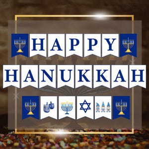Printable Hanukkah Banner, Jewish Holiday Decor, Hanukkah Garland, DIY ...