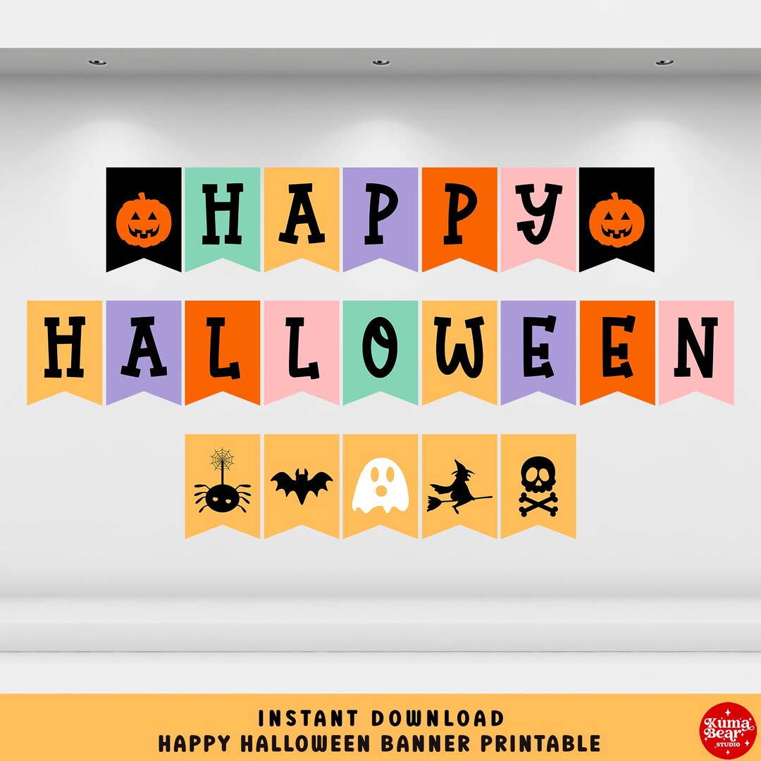Cute Printable Halloween Banner, Halloween Decor, Halloween Garland ...