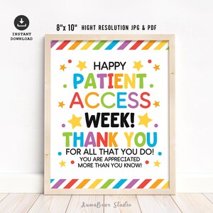 Patient Access Week Sign Printable, Happy Patient Access Week Poster ...