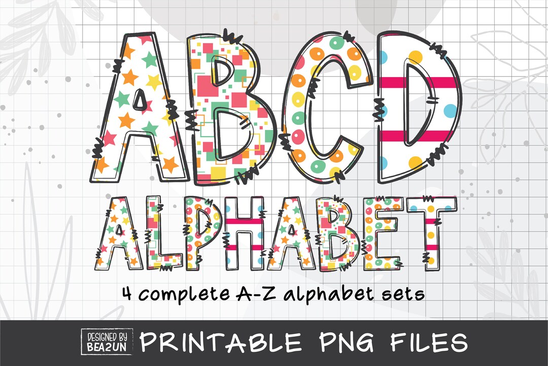 Dots Doodle Alphabet PNG Bundle, Star PNG Letters, Cute Alphabet PNG ...