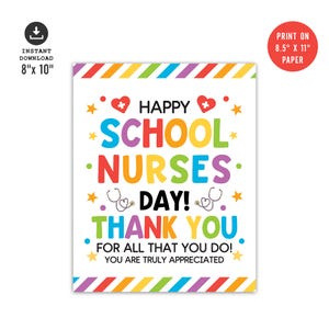 School Nurses Day Sign Printable, School Nurse Appreciation Printable ...