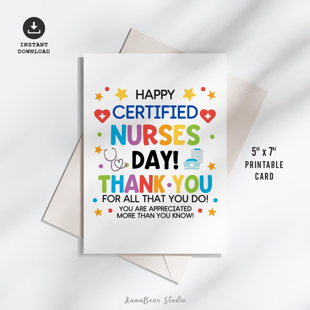 Certified Nurses Day Printable Card, Certified Nurses Day Appreciation ...