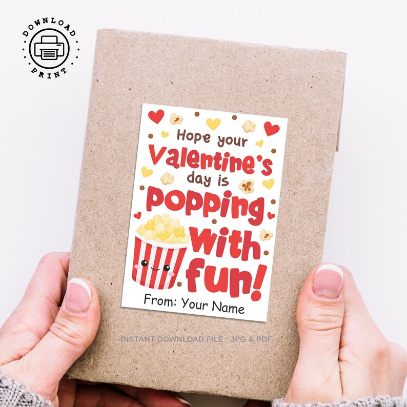 Popcorn Valentine Gift Tags Printable Popping With Fun Classroom ...