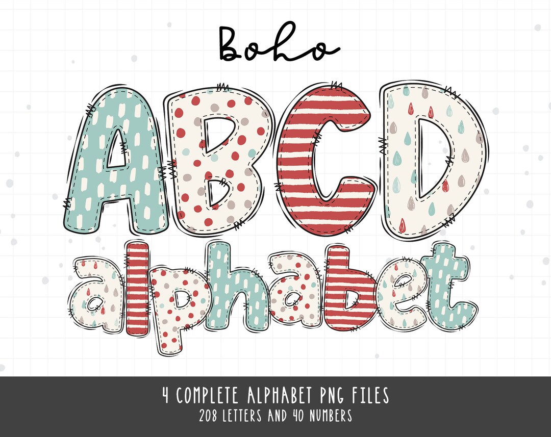 Boho Alphabet PNG, Alphabet Sublimation, Alphabet Letters Bundle ...