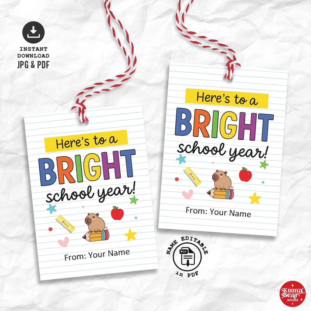 Back to School Tag Printable, First Day of School Gift Tags, School Tag ...