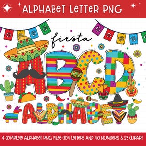 Cinco De Mayo Doodle Alphabet Letter PNG Sublimation, Fiesta PNG ...