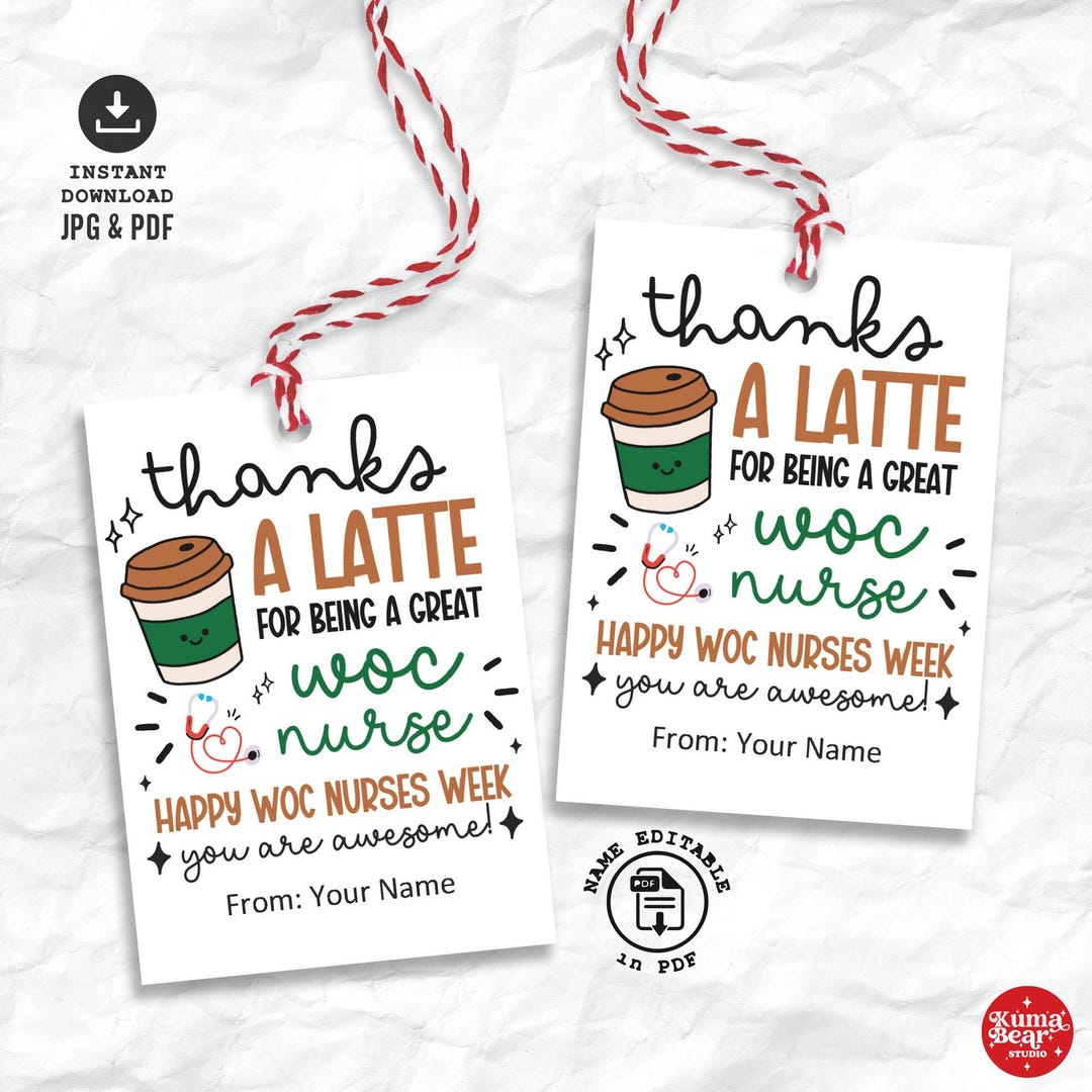 WOC Nurse Week Gift Tag Printable, Thank You Label for WOC Nurse ...
