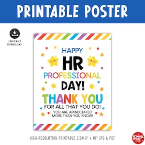 HR Professional Day Sign Printable – Human Resource Appreciation Poster ...