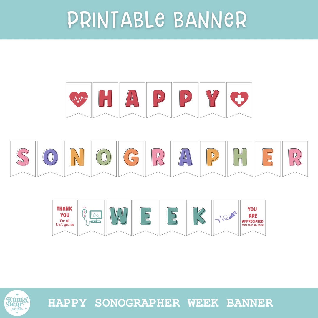 Sonographer Week Printable Banner Ultrasound Awareness Month Sign Decor ...