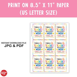 Teacher Appreciation Gift Tag Printable, Teacher Week Printable Gift ...
