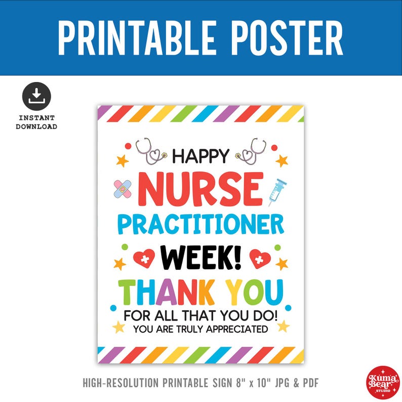 Nurse Practitioner Week Sign Printable, NP Week Decor Thank You Poster ...