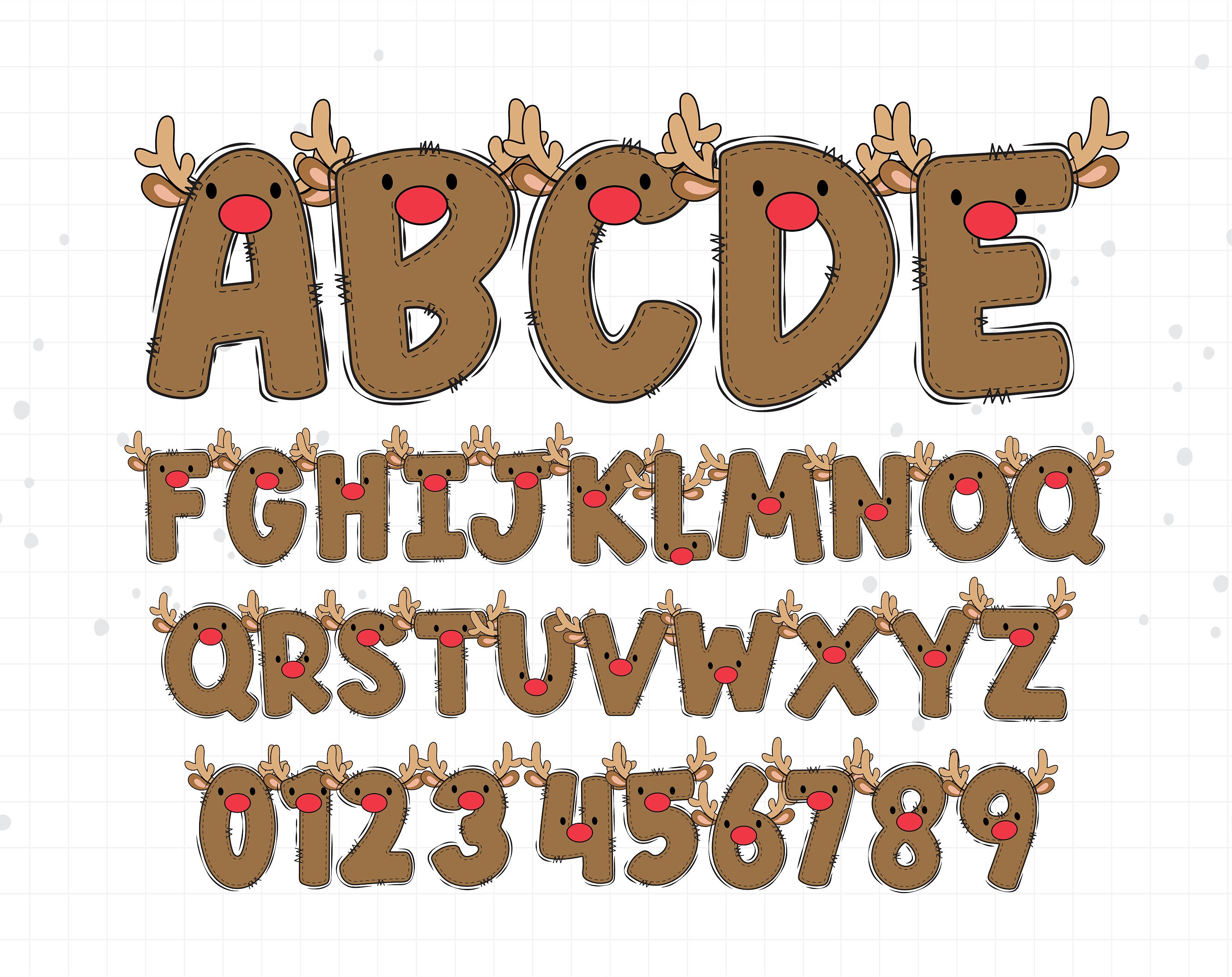 Christmas Alphabet PNG Bundle – Cute Letters and Numbers Clipart for ...