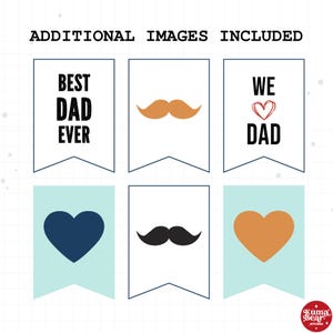 Father's Day Pennant Banner Printable, Happy Father's Day Banner, Best ...