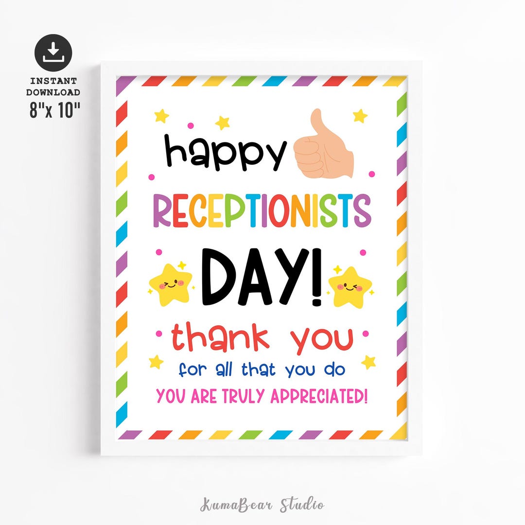 Receptionists Day Poster Printable, Receptionist Sign Printable, Thank ...