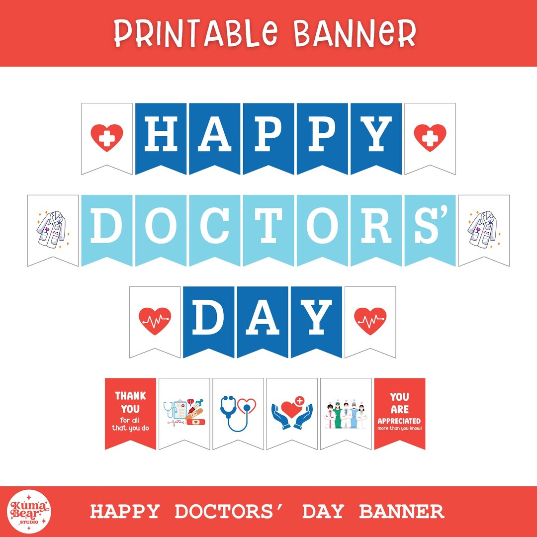Doctors' Day Banner Printable, Happy Doctor's Day Printable Banner ...