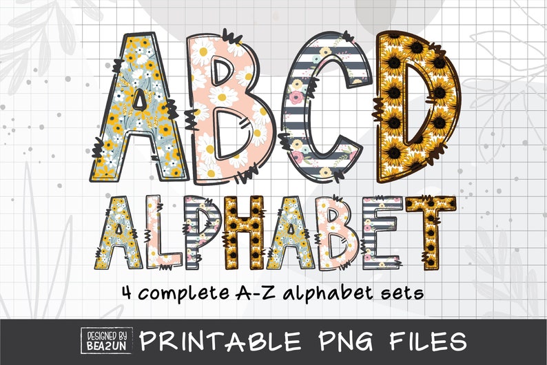 Floral Alphabet PNG Alphabet Sublimation Alphabet Letters - Etsy