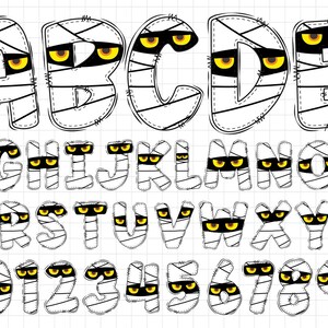 Halloween Mummy Alphabet PNG, Halloween Doodle Alphabet, Halloween ...