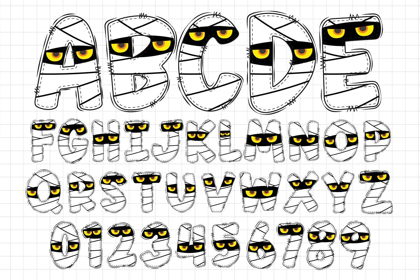 Halloween Mummy Alphabet PNG Halloween Doodle Alphabet - Etsy
