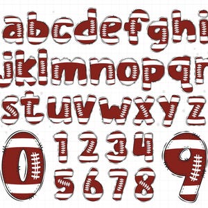 Football Doodle Alphabet Letters & Numbers, Football Clipart, Sport ...