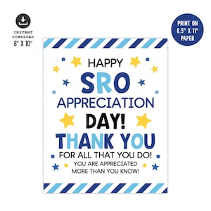 SRO Appreciation Day Printable Sign, School Resource Officers Thank You ...