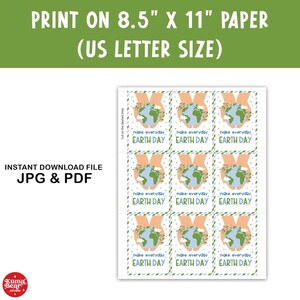 Earth Day Tag Printable, Earth Day Gift Tag Printable, Happy Earth Day ...