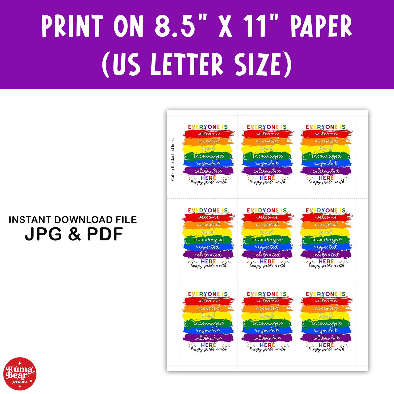 Printable Pride Month Gift Tag: Rainbow Paint Stroke (PDF) - Etsy