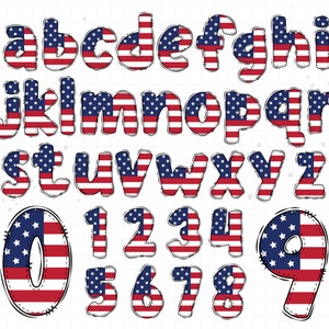 4th of July, Patriotic Doodle Alphabet Bundle, 4th of July PNG Letters ...